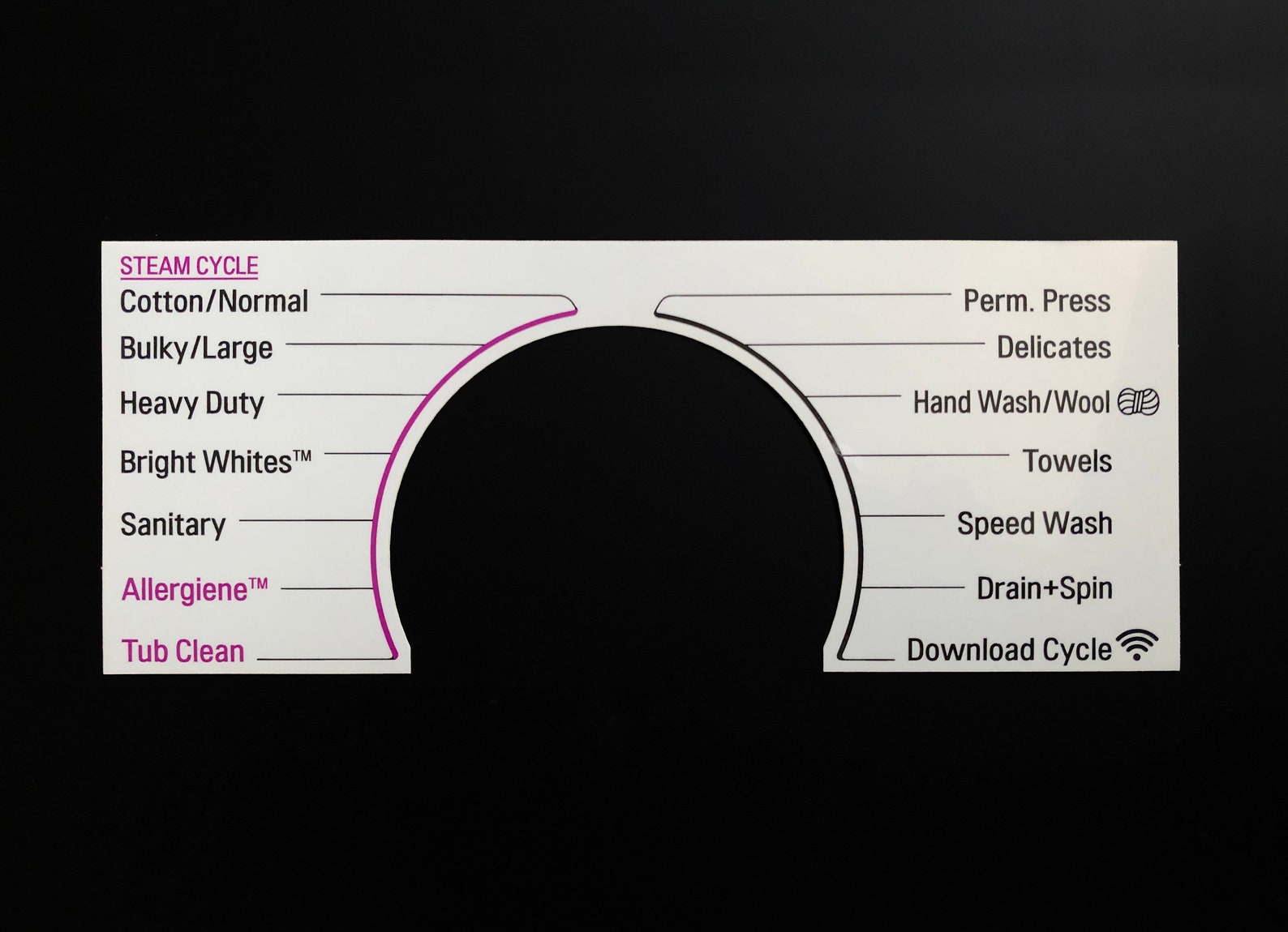 LG Model WM4270HWA Washer Sticker Label / Decal - for Center Control ...