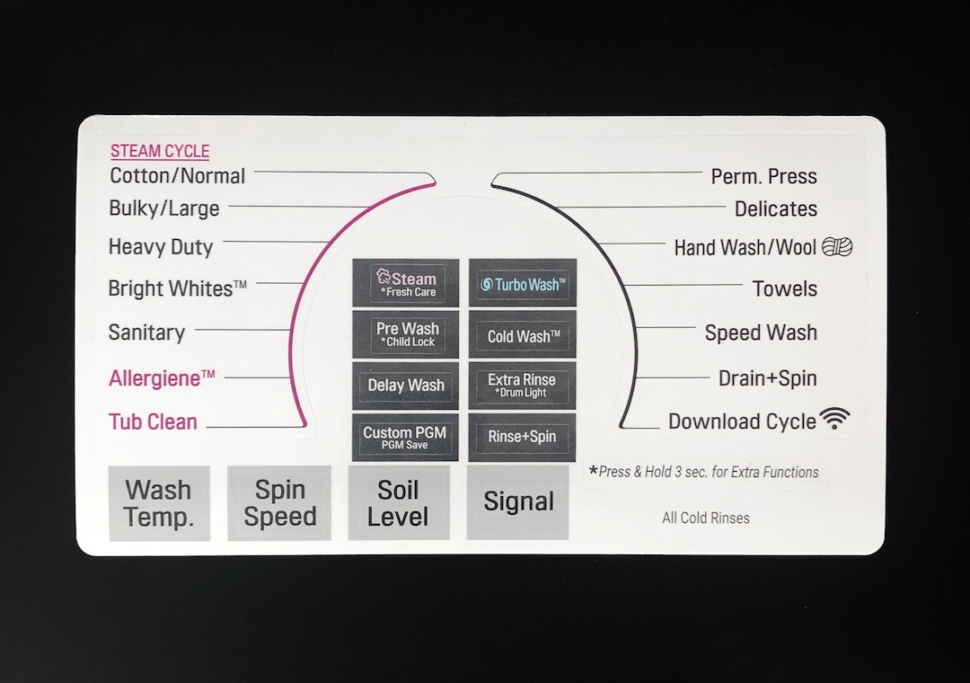 LG Model WM4270HWA Washer Sticker Sheet Labels / Decals - for Entire ...