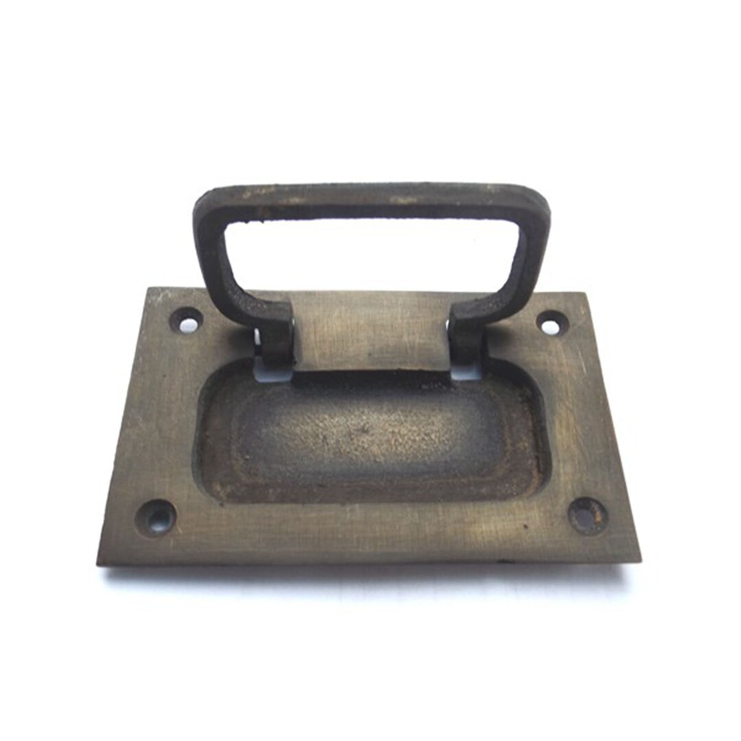 Bin Pull Brass 4 Pcs Recessed Handle, Drawer Pull Label Slot, Vintage ...