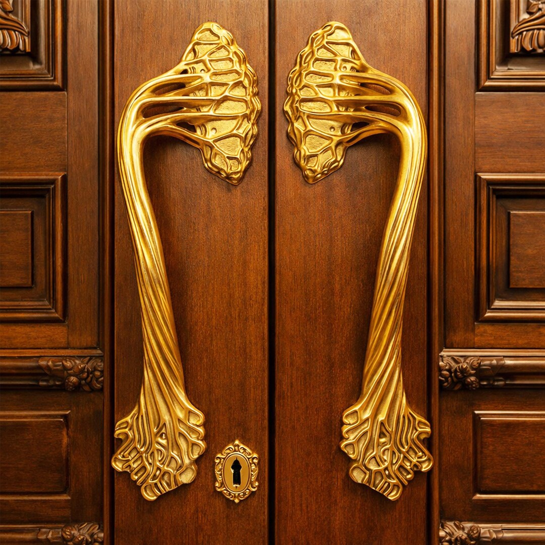Antique Brass Tree Branch Door Handles - Pair of 15.7" (40cm) Art ...