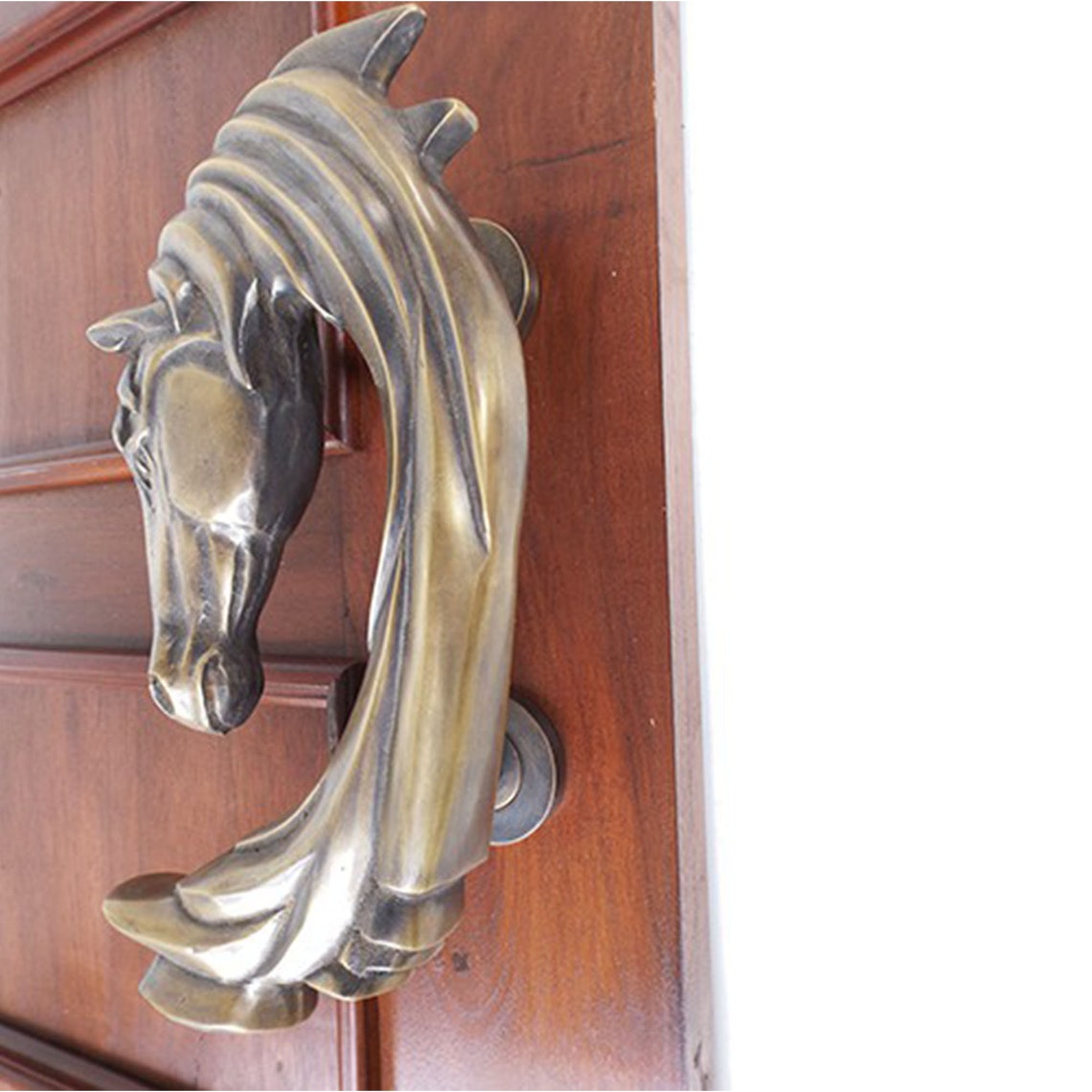 Stallion Horse Door Handle - Antique Brass Wild Horse Pull - 11" Large ...