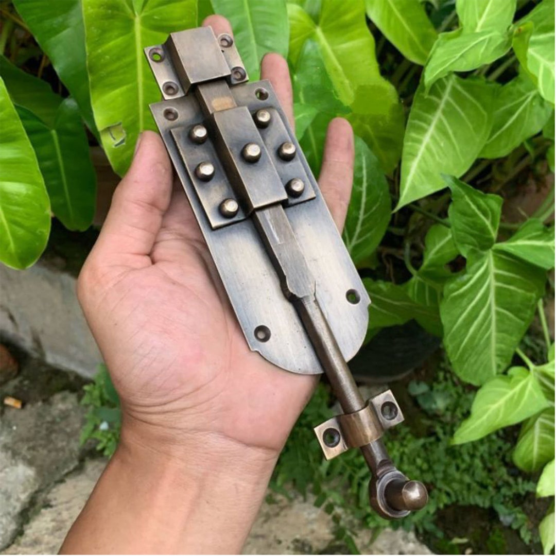 VINTAGE Batavia Long Latch Slot Antique Solid Brass Door Safe Latch ...