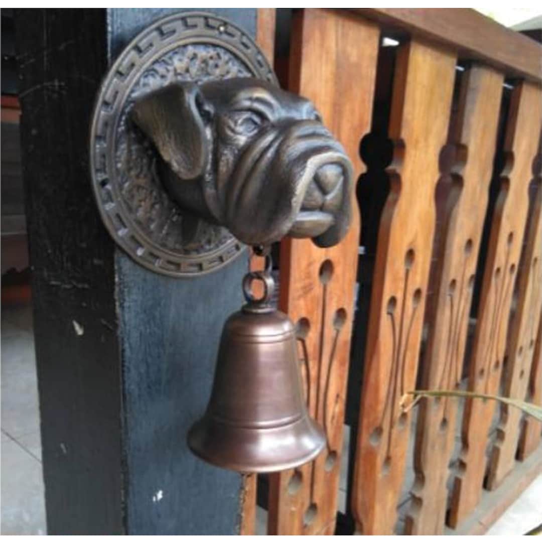 BULLDOG Brass Bell Hanger, Handmade Bell, Bell Ornaments, Hanging Bells ...