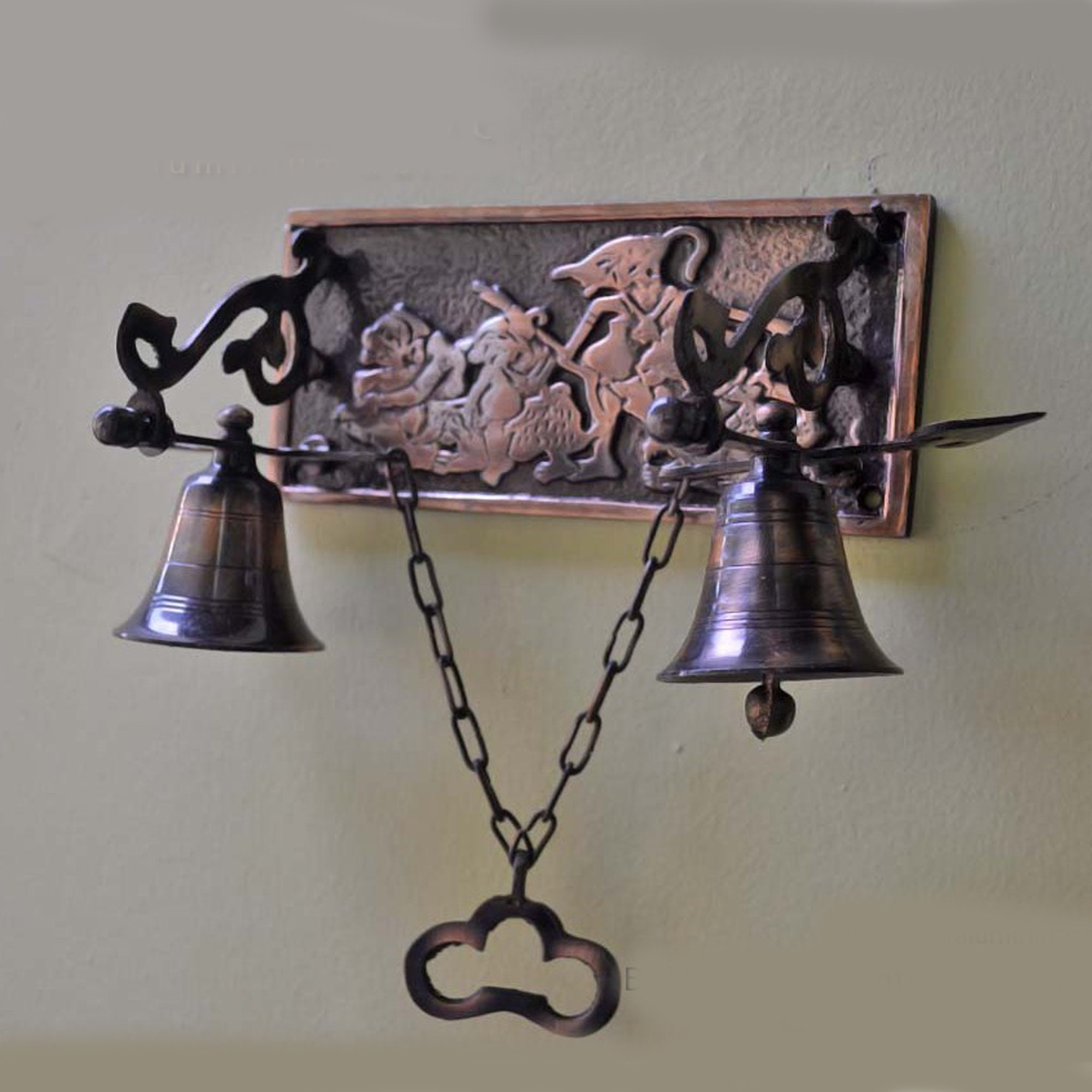 Vintage Bell Gate Front Door Antique Two Ringing Bell Knock Door, Wall ...