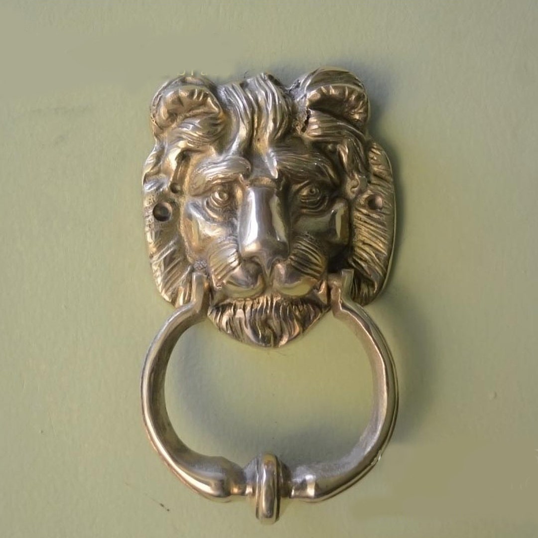 5.9" Inches Antique Vintage Solid Brass Lion King Head Front Door ...