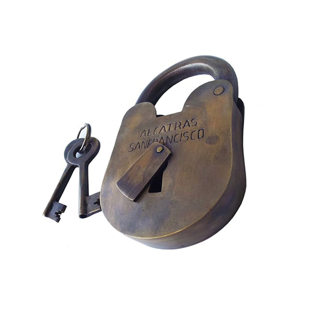 5.51" Inches Vintage Solid Brass Large Padlock ALCATRAZ SAN FRANSISCO ...