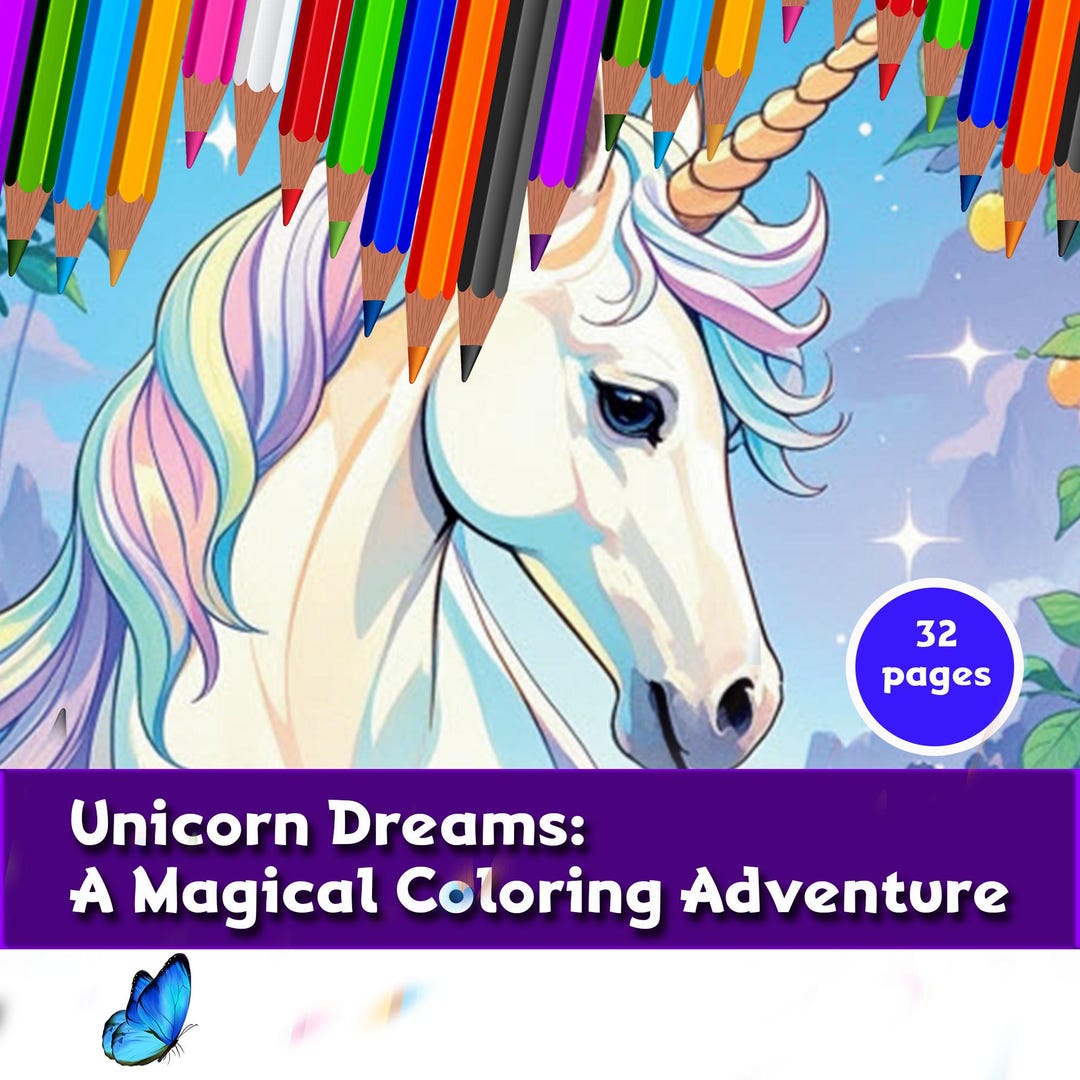 Unicorn Dreams Printable Coloring Book, Magical Coloring Pages for Kids ...