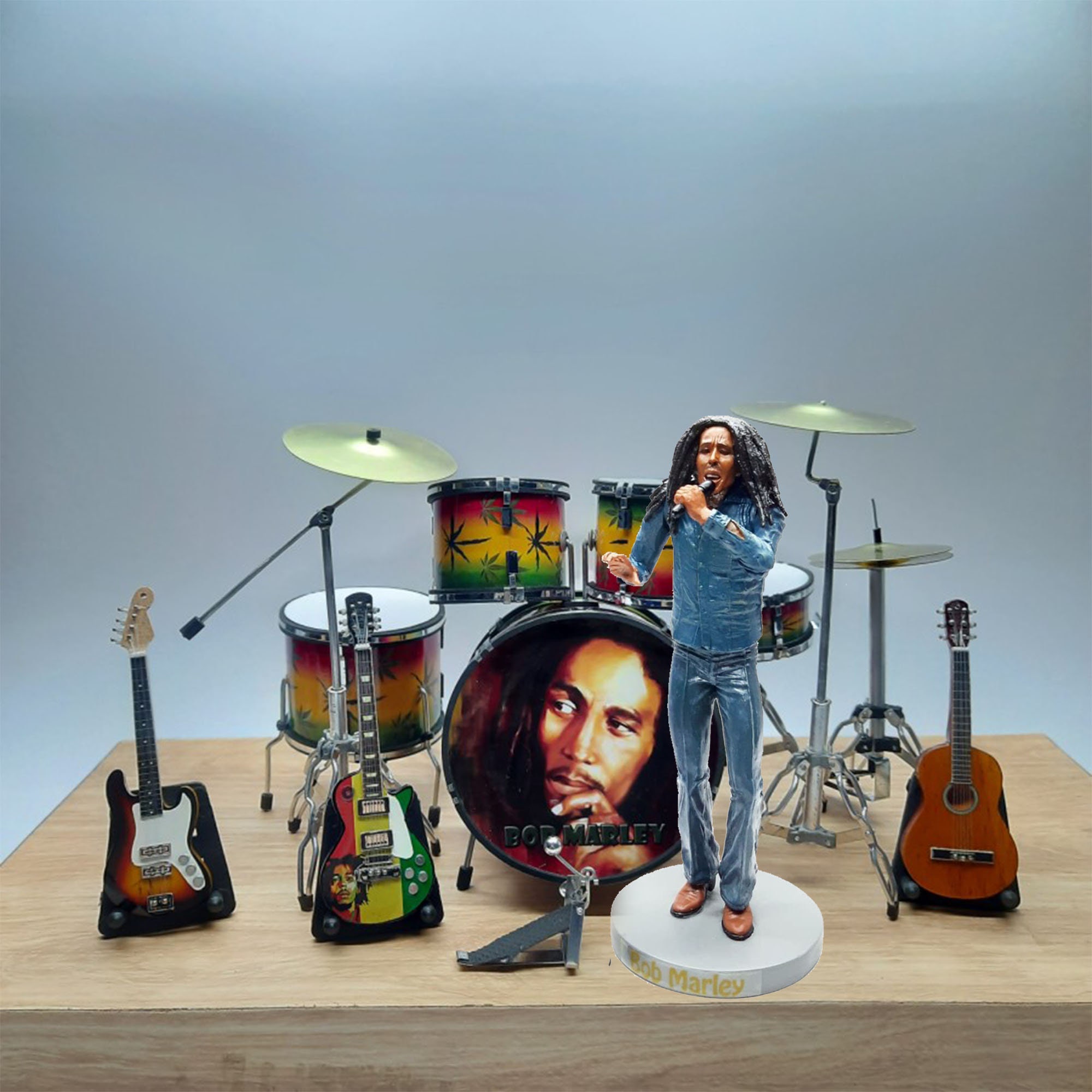 Miniature Drum and Guitars Bob Marley Band Exclusive Display Signature ...