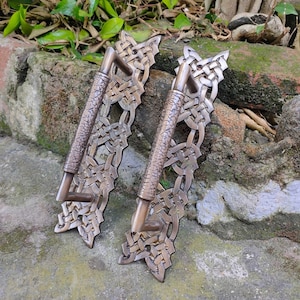 Vintage Celtic Knot Door Handle Set - Solid Brass Door Pulls - Antique ...