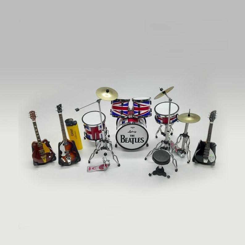 Mini Guitar Miniature Drum Set Kit Ludwig Triple Bass Drum Guitar Bass ...
