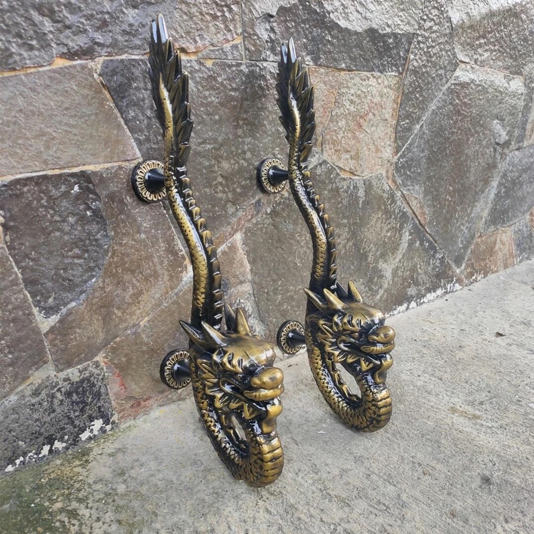 2X DRAGON Door Handle, Door Pulls Handles, Antique Door Knob, Large ...