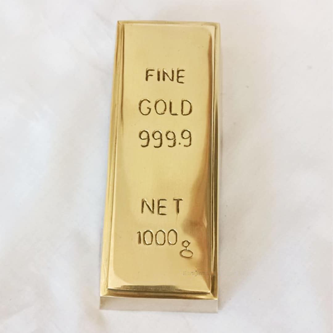 1kg 35oz Fake Gold Bar Bullion Door Stop Brass Prop, Replica Gold Bar ...
