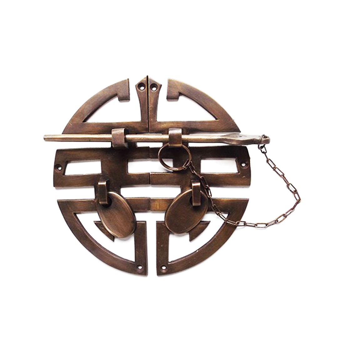 Brass Latch Chest 5.9" Inches Set Vintage Chinese Big Round Hasp Lock ...