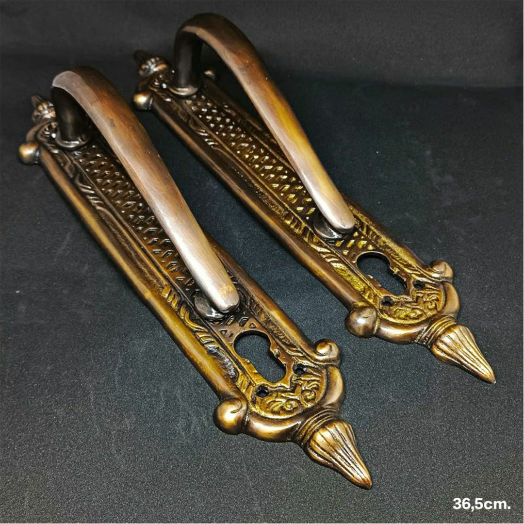 Classic Door Handle Pair Antique 14.37 Inches With Key Hole, French ...