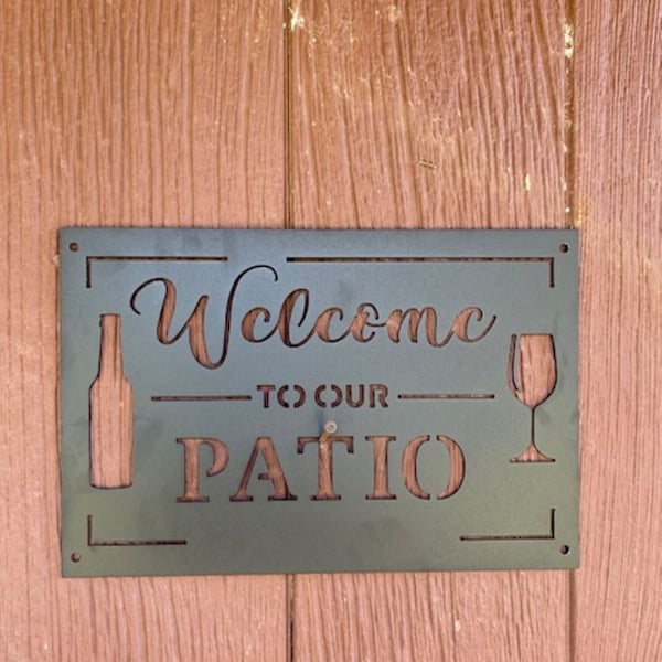 Welcome to Our Patio Sign - Etsy