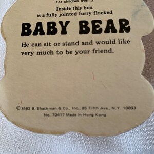 1983 Flocked Jointed Baby Bear - Etsy