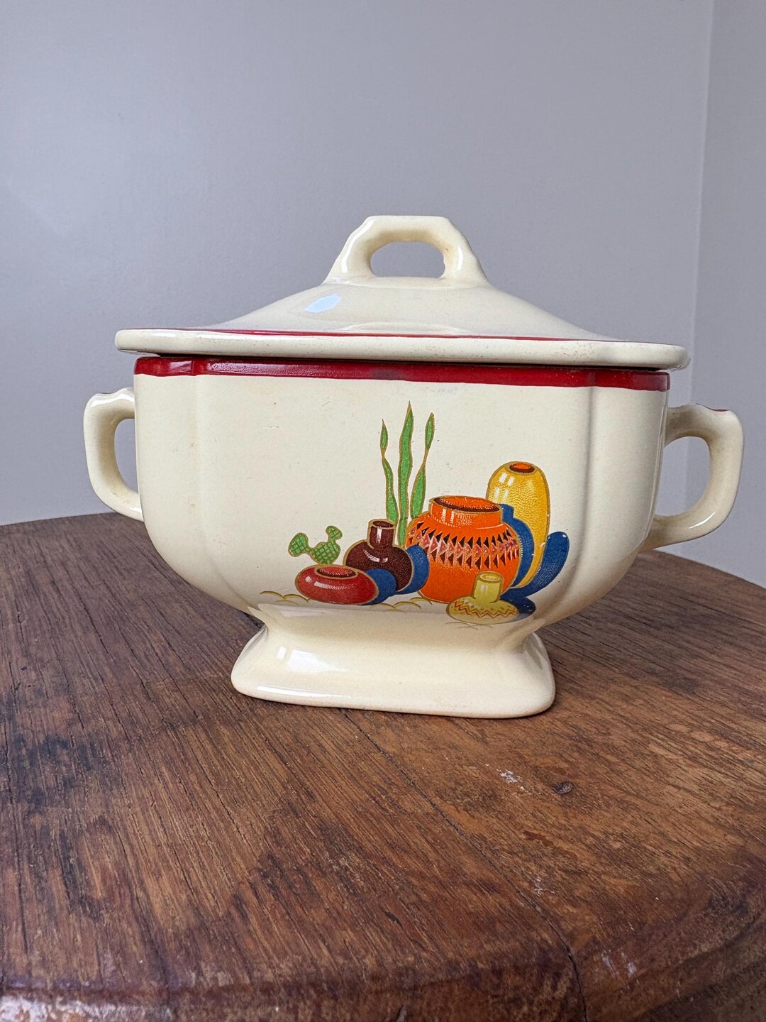 Vintage Homer Laughlin Mexican Motif Sugar Bowl - Etsy