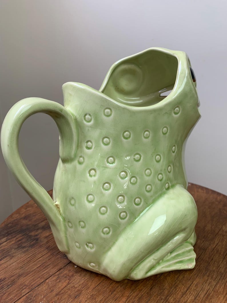 Vintage Ceramic Frog Pitcher - Etsy