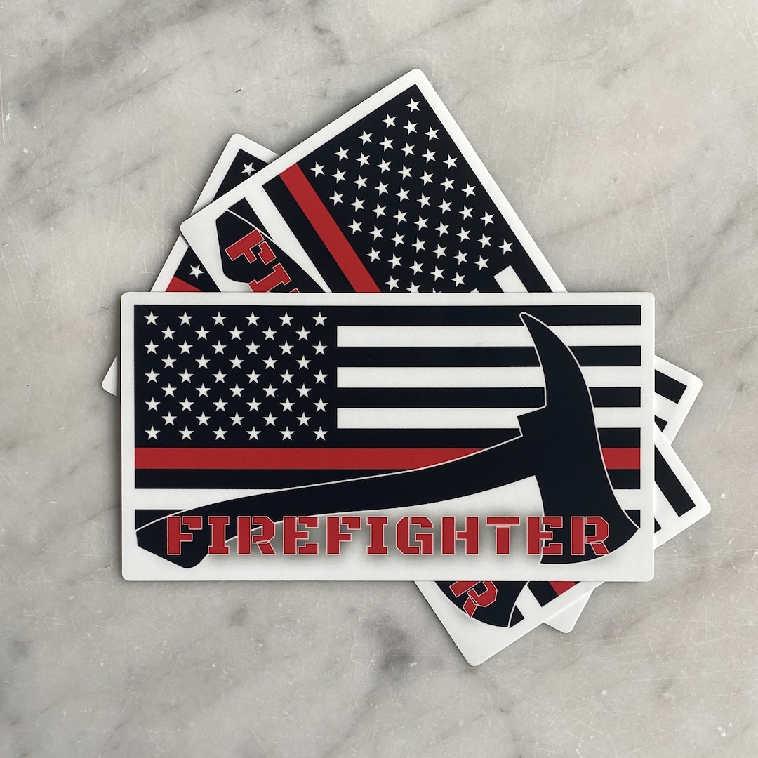 3 Pack of Thin Red Line Vinyl Stickers - Etsy