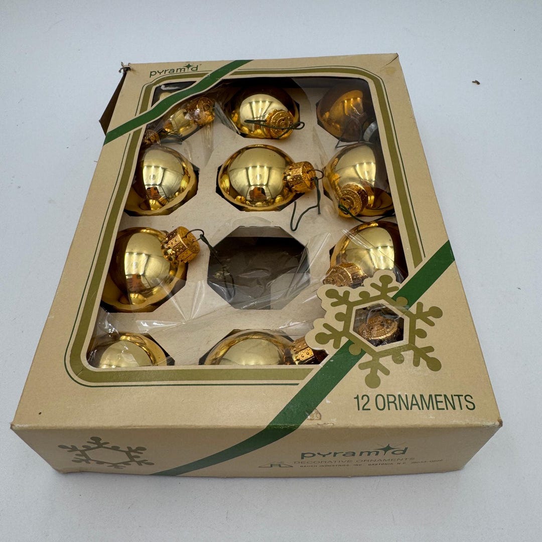 Vintage Rauch Pyramid Christmas Tree Ornaments Box of 11 Gold Shiney - Etsy