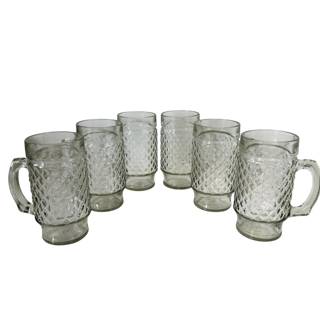 Vintage Beer Mugs, Root Beer Glasses, Set of 6 Large Glass Mugs or Beer ...