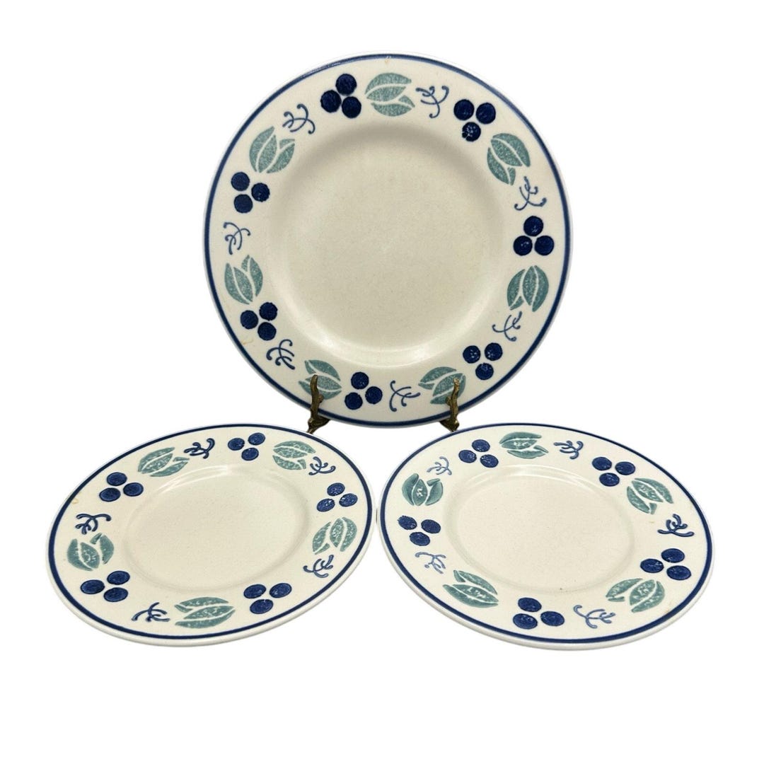 Vtg Plates in Blueberry Pattern by Pfaltzgraff, 2 B&B Plates, 2 Salad ...