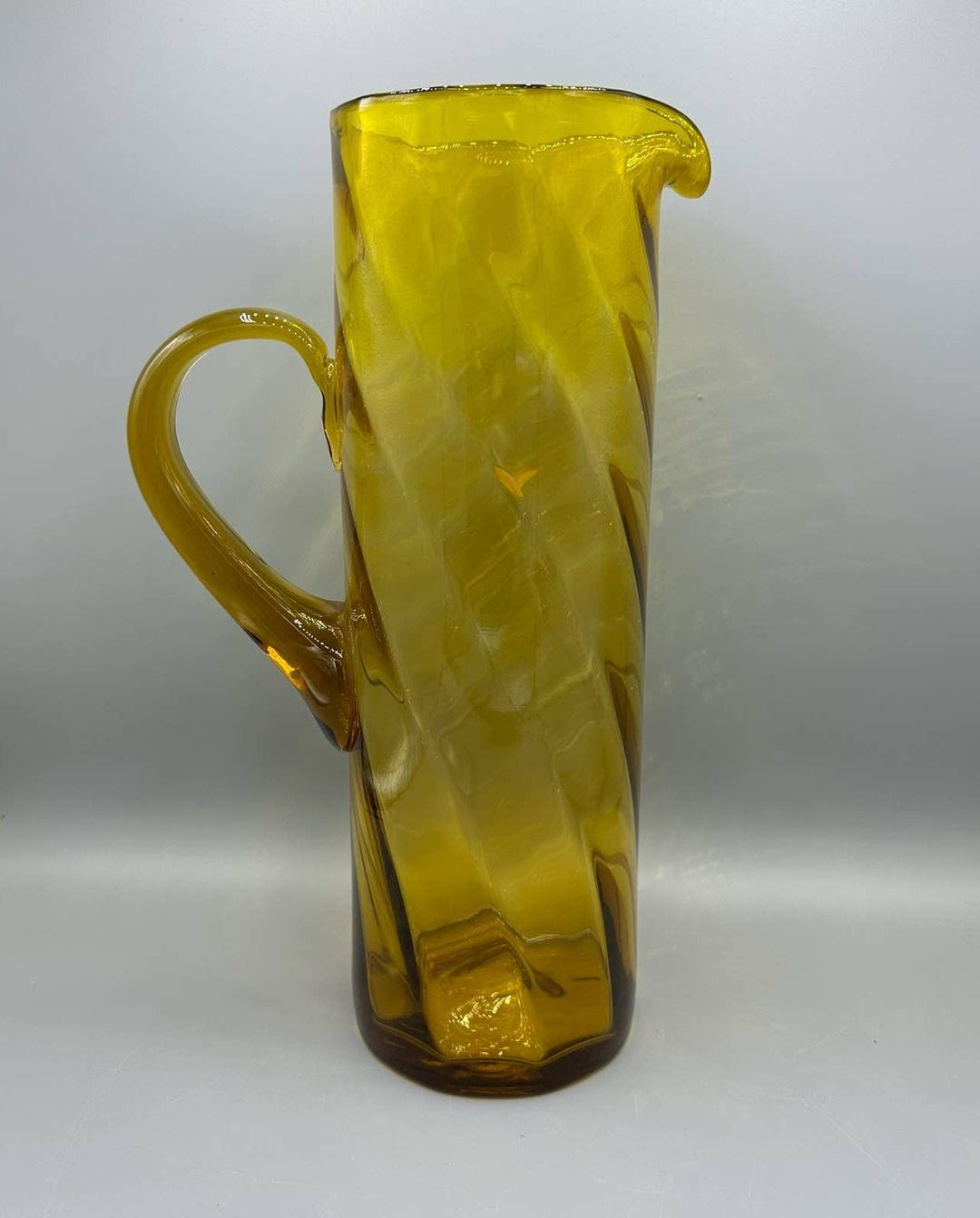 1950's Bischoff Tall Amber Blown Glass Pitcher - Etsy