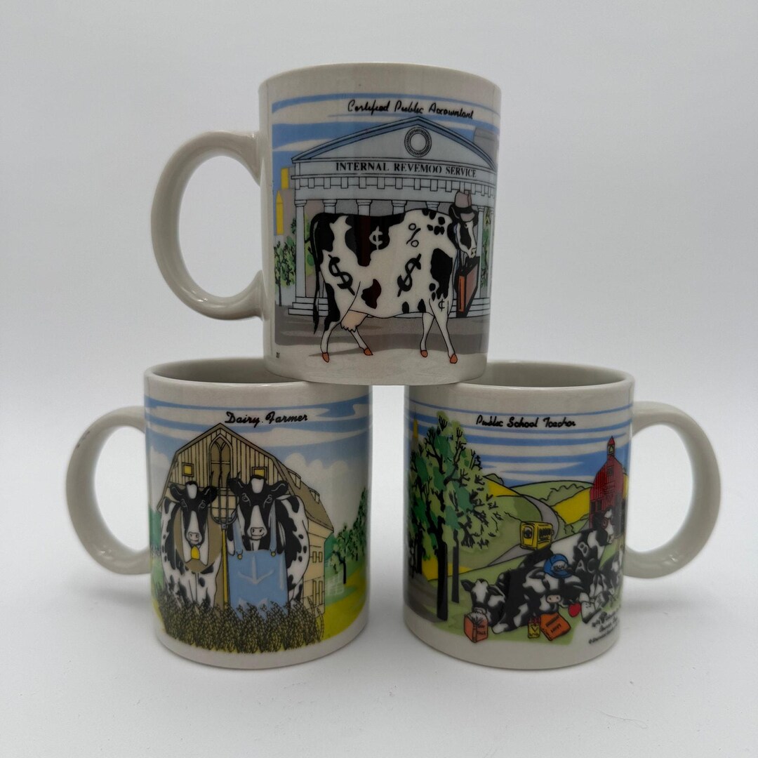 CHOICE Vintage 2001 Cowreer Cows Mug Teacher & CPA, Farmer and Doctor ...