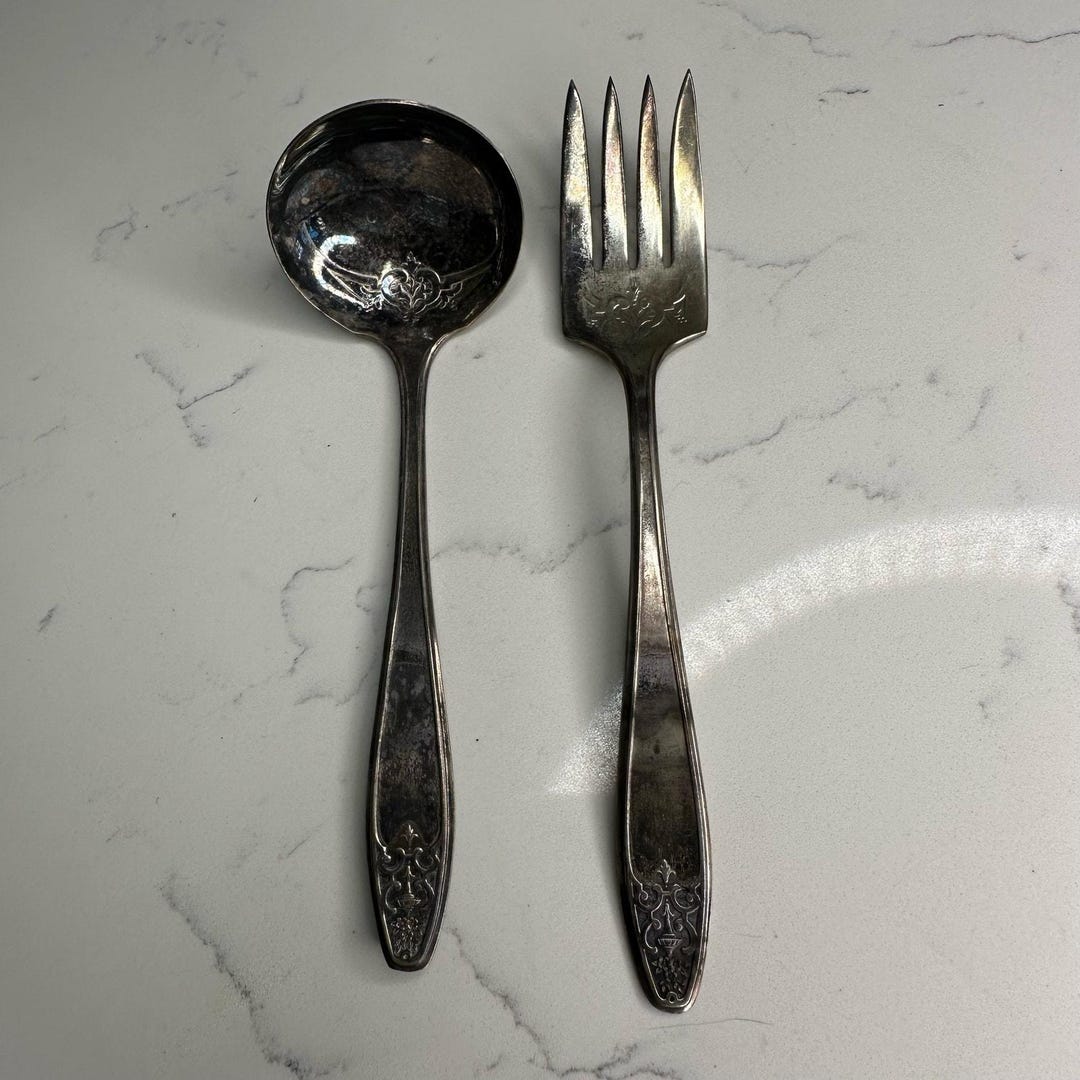Vintage Princess Lady Doris Silverplate Meat Fork and Ladle 1929 2 Pc ...