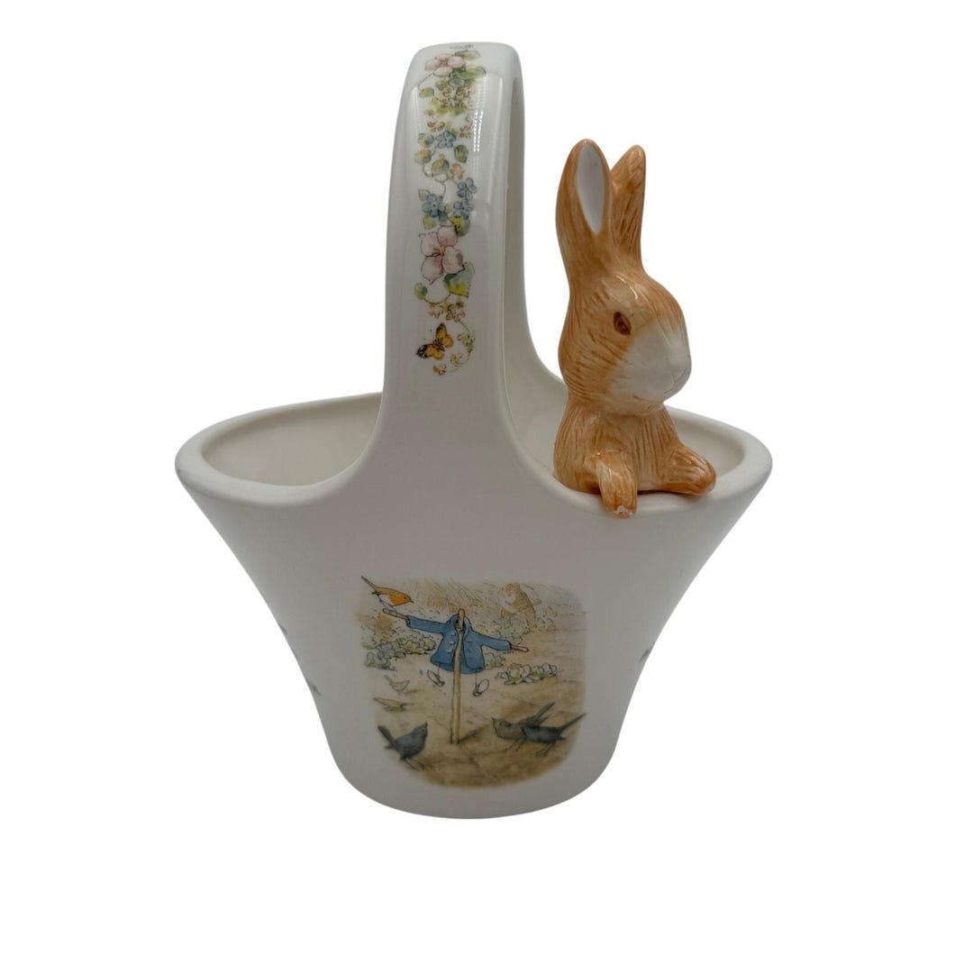 Vintage 1998 Peter Rabbit Ceramic Basket Teleflora Gift Beatrix Potter ...