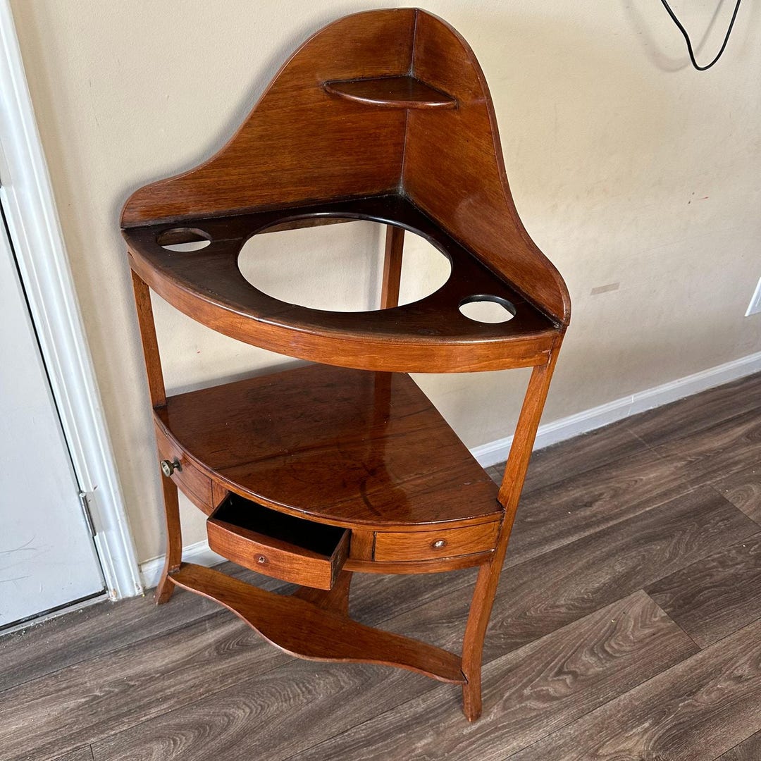 19th Century Corner Washstand Table Antique With Solid Top - Etsy