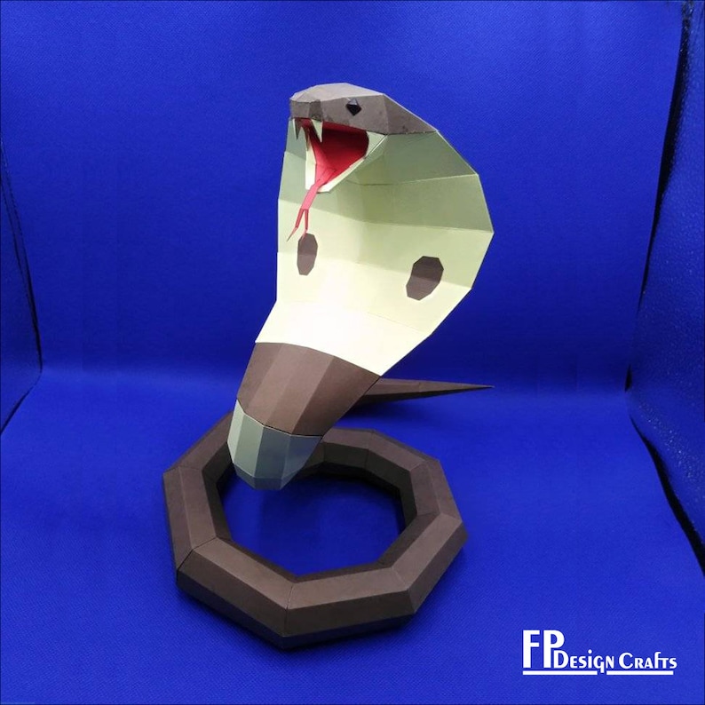 King Cobra DIY, Low Poly Snake, 3D Origami King Cobra Decor Snake 3D ...