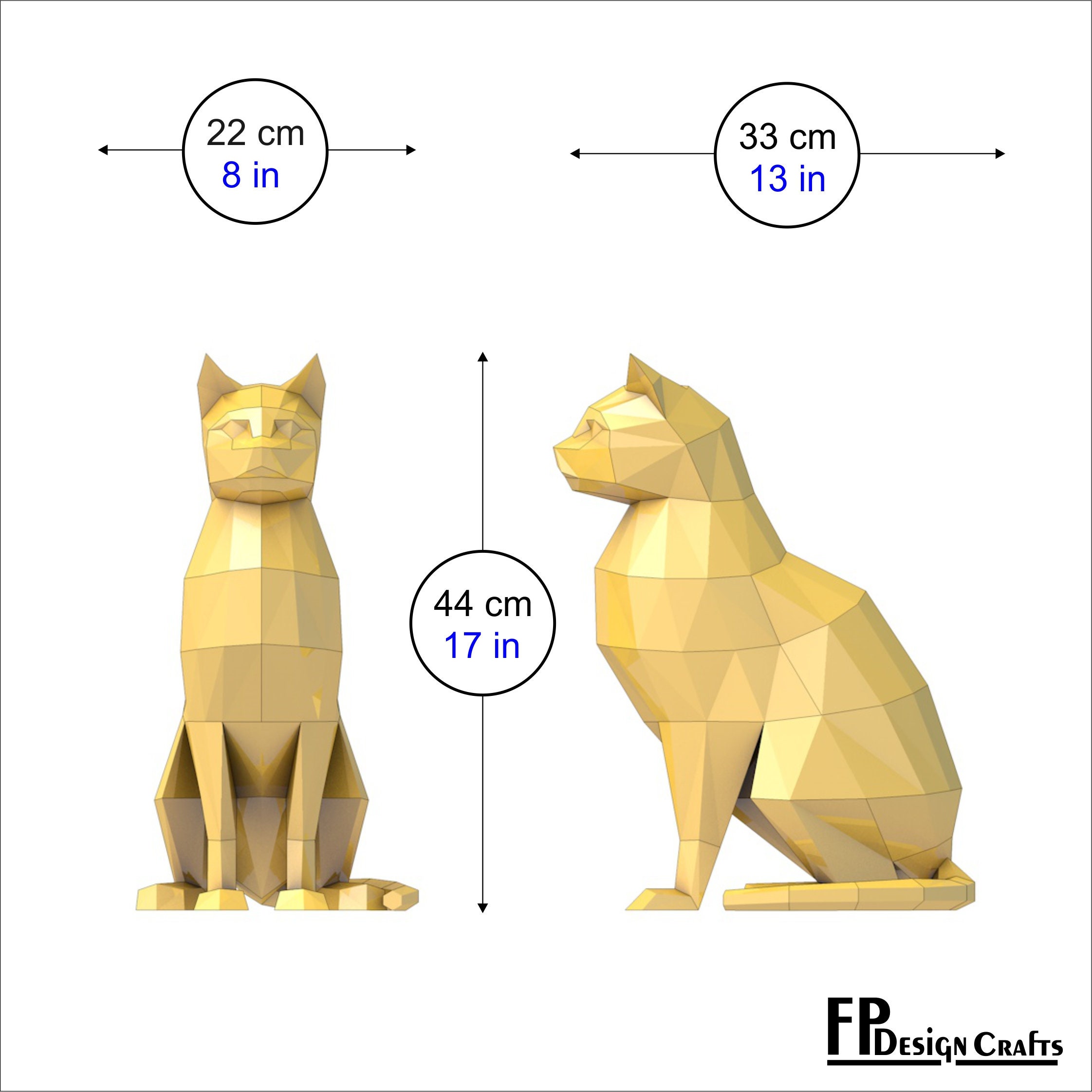 Cat Papercraft 3D DIY Origami Sculpture Low Poly Paper - Etsy