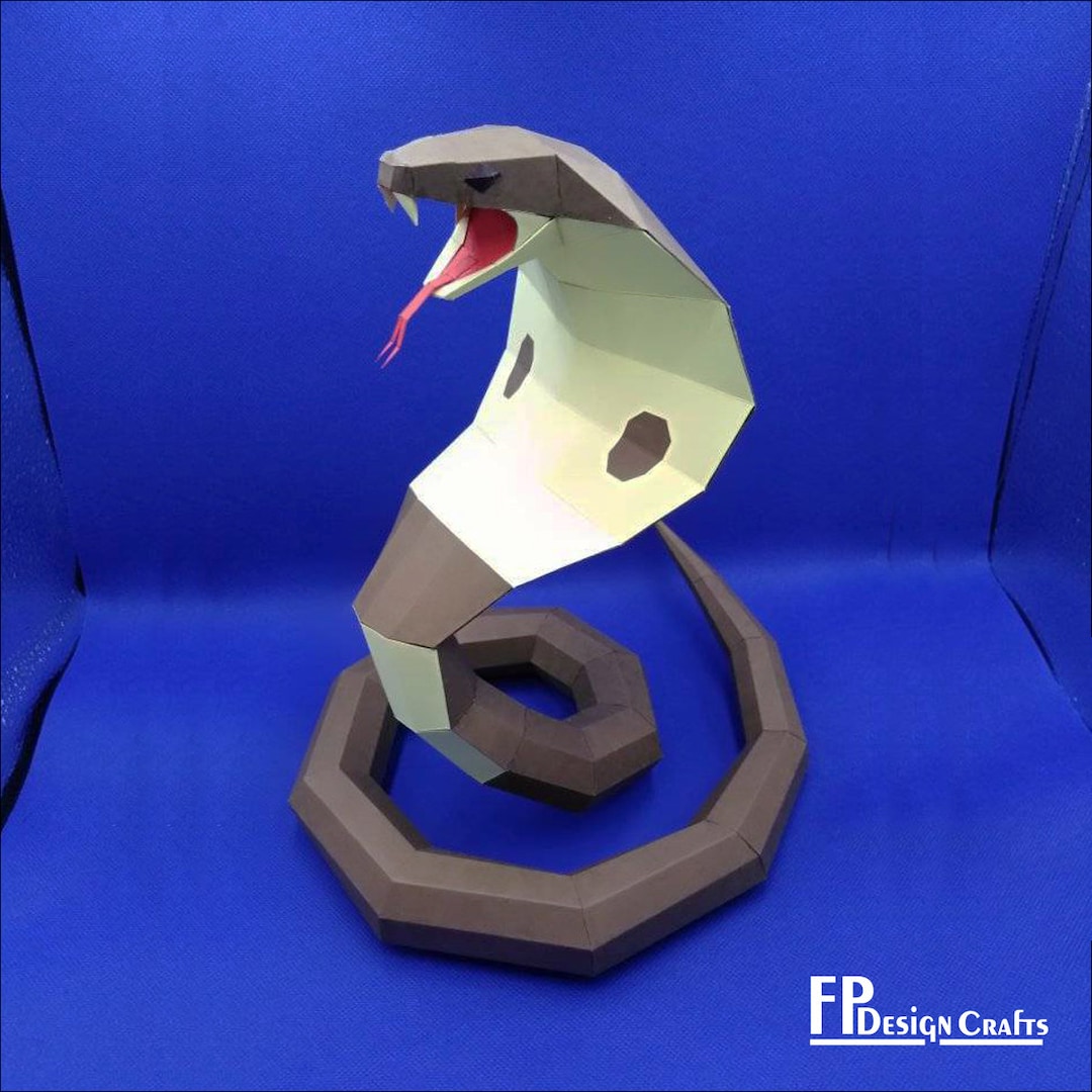 King Cobra DIY Low Poly Snake 3D Origami King Cobra Decor - Etsy