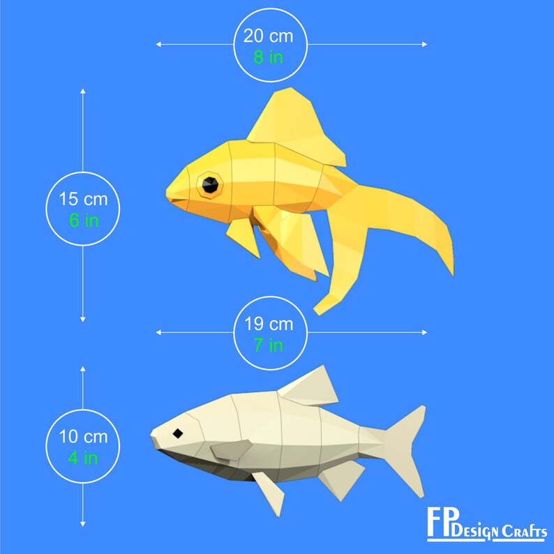 Fishes Papercraft 3D, DIY Kit Home Decor, Low Poly Fish, 3D Origami ...