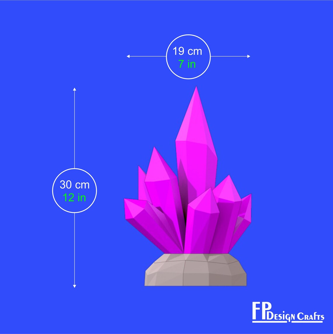 Crystal on a Rock Papercraft, 3D DIY Origami, Sculpture, Low Poly Gem ...