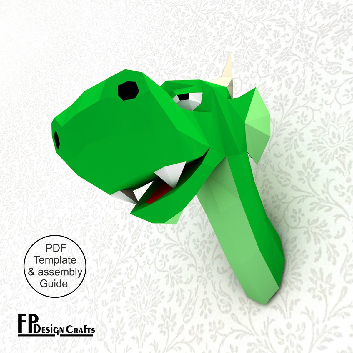Cartoon Chinese Dragon Wall Trophy, DIY Dragon Head, Low Poly Dragon ...