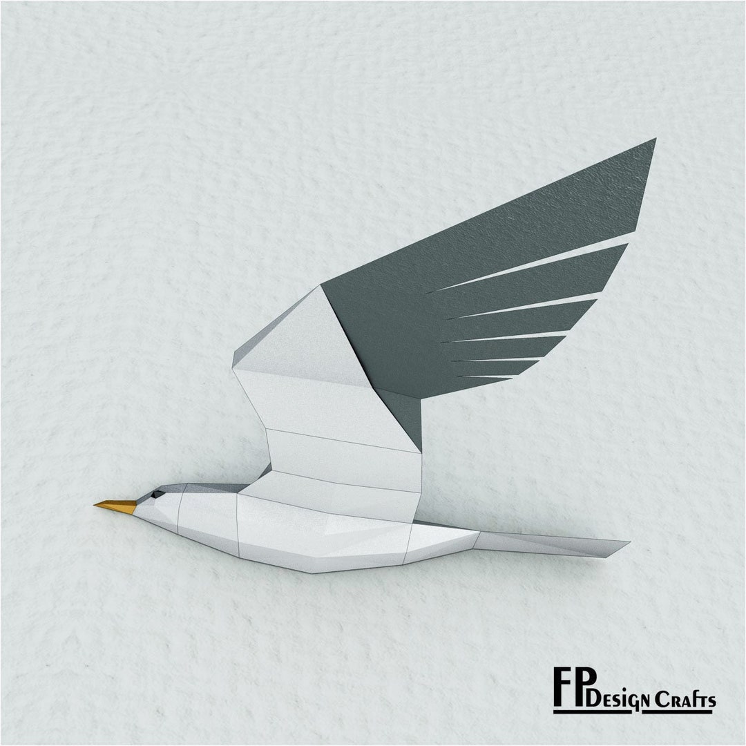 Gull 3D Papercraft, Low Poly Seagull, 3D Origami Bird, Decor 3D ...