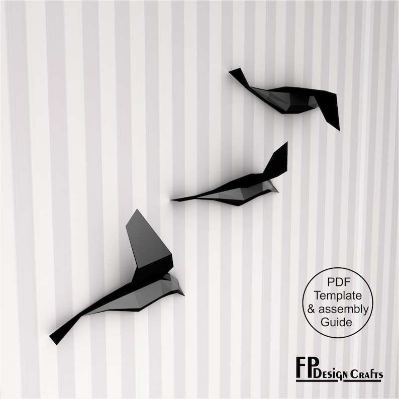 Swallows on Wall Papercraft Low Poly Birds 3D Origami Birds - Etsy