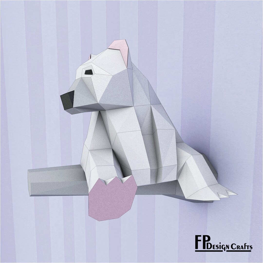 Polar Bear Papercraft , DIY Bear 3D, Low Poly Bear, 3D Origami Bear ...