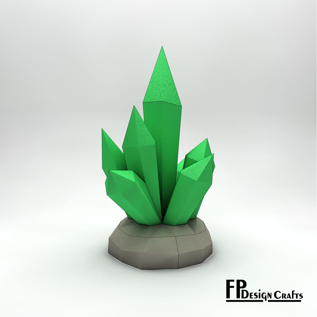 Crystal on a Rock Papercraft, 3D DIY Origami, Sculpture, Low Poly Gem ...