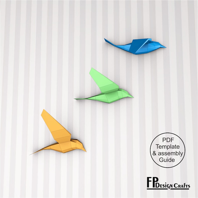 Swallows on Wall Papercraft Low Poly Birds 3D Origami Birds - Etsy