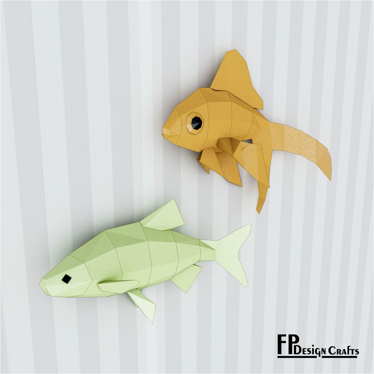 Fishes Papercraft 3D, DIY Kit Home Decor, Low Poly Fish, 3D Origami ...
