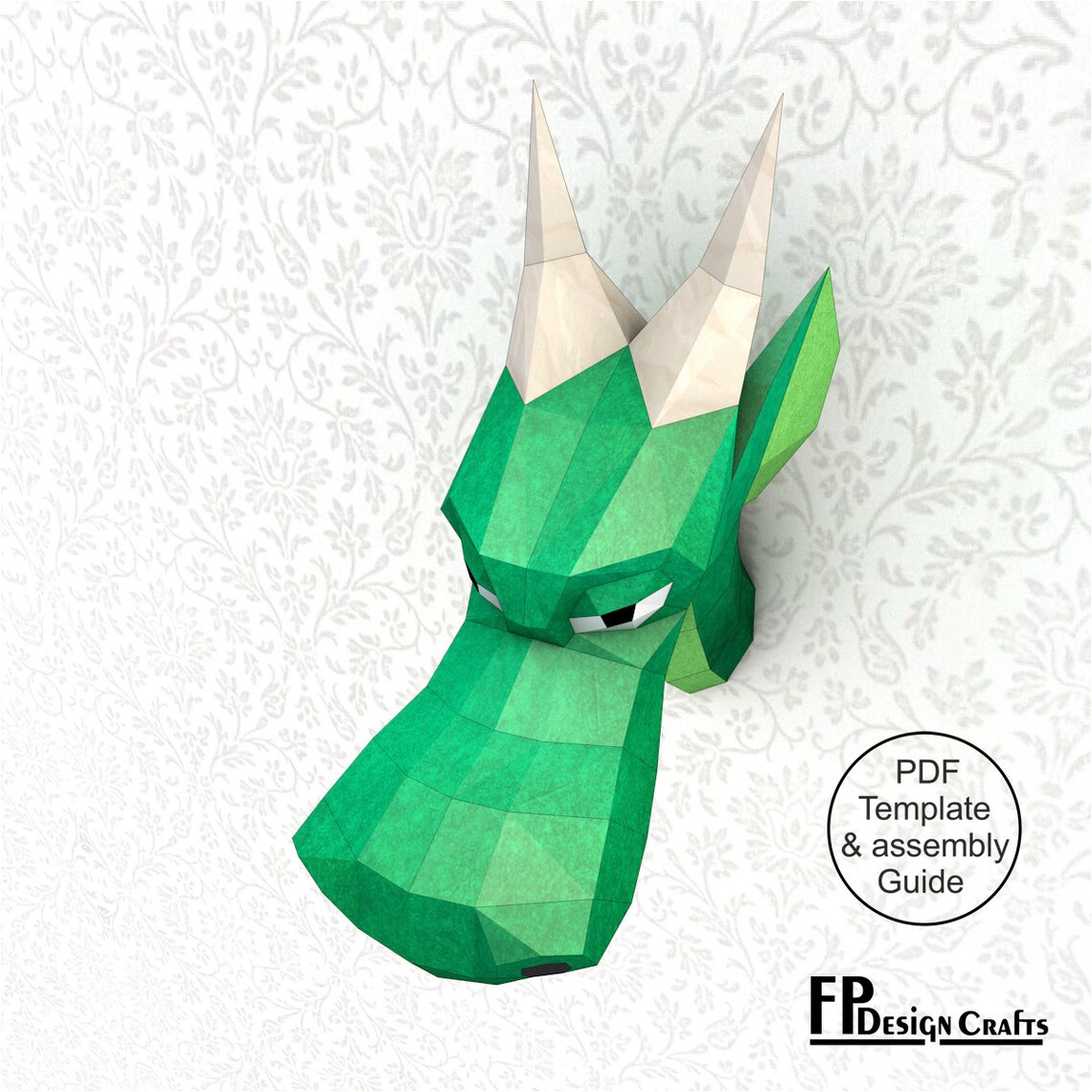 Cartoon Chinese Dragon Wall Trophy, DIY Dragon Head, Low Poly Dragon ...