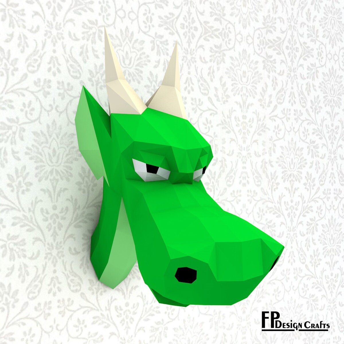 Cartoon Chinese Dragon Wall Trophy, DIY Dragon Head, Low Poly Dragon ...