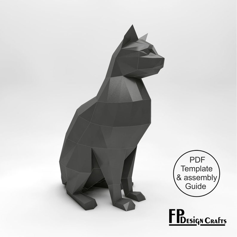 Cat Papercraft, 3D DIY Origami, Sculpture, Low Poly, Paper Crafts ...