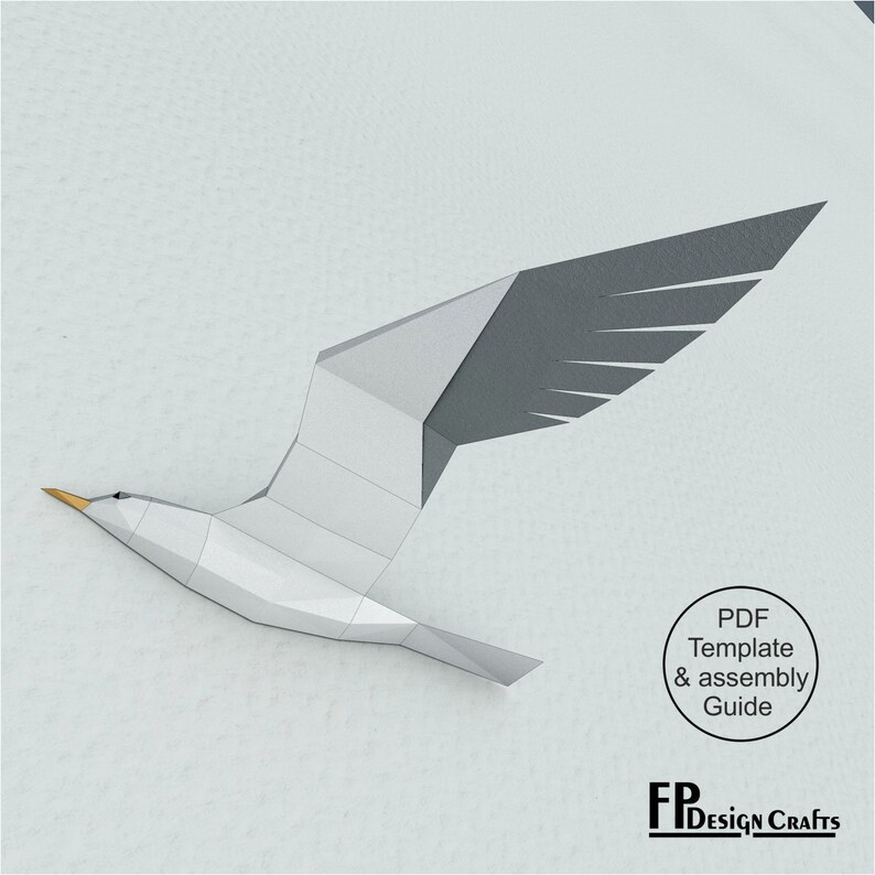 Gull 3D Papercraft, Low Poly Seagull, 3D Origami Bird, Decor 3D ...
