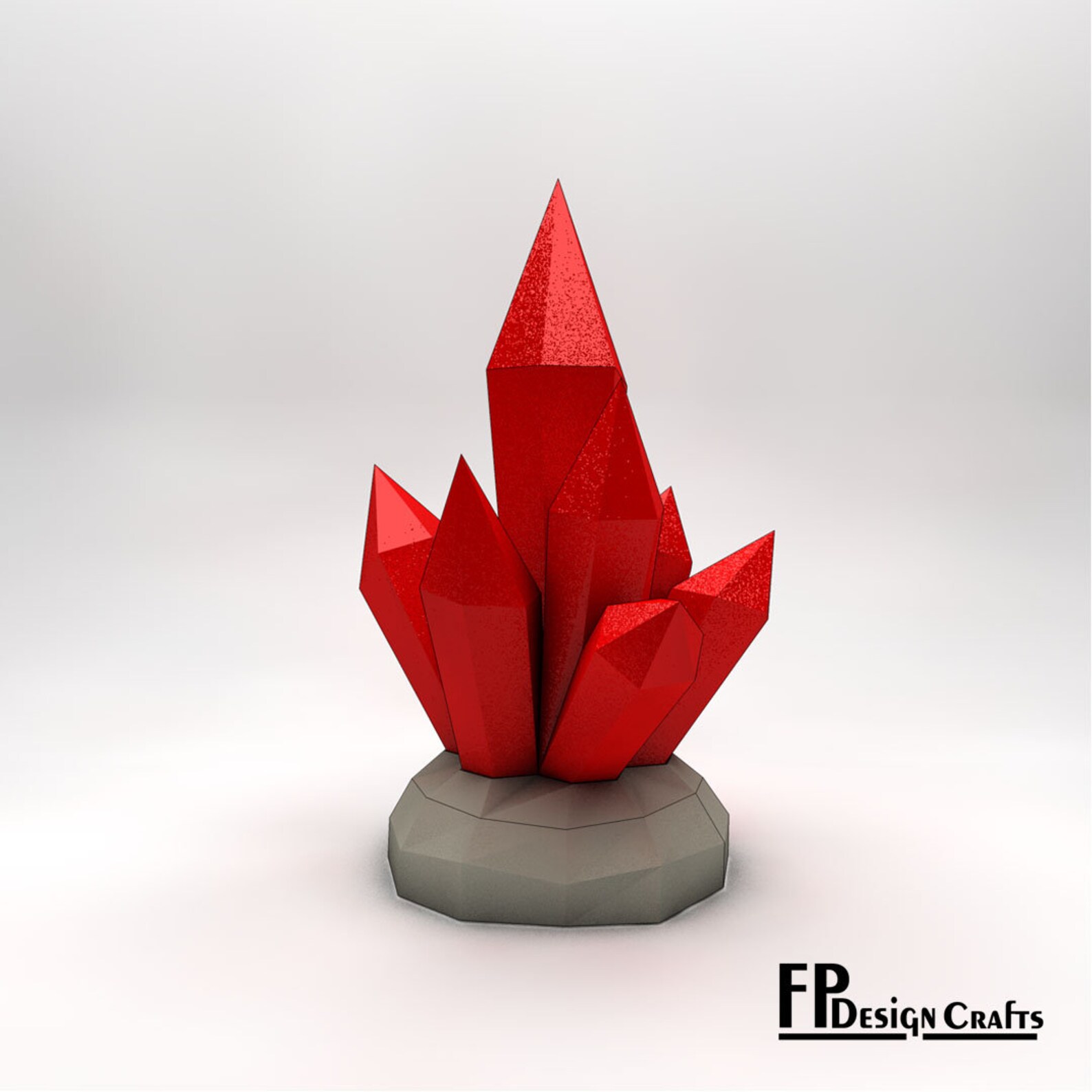 Crystal on a Rock Papercraft, 3D DIY Origami, Sculpture, Low Poly Gem ...