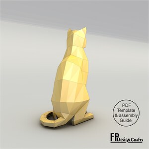 Cat Papercraft 3D DIY Origami Sculpture Low Poly Paper - Etsy