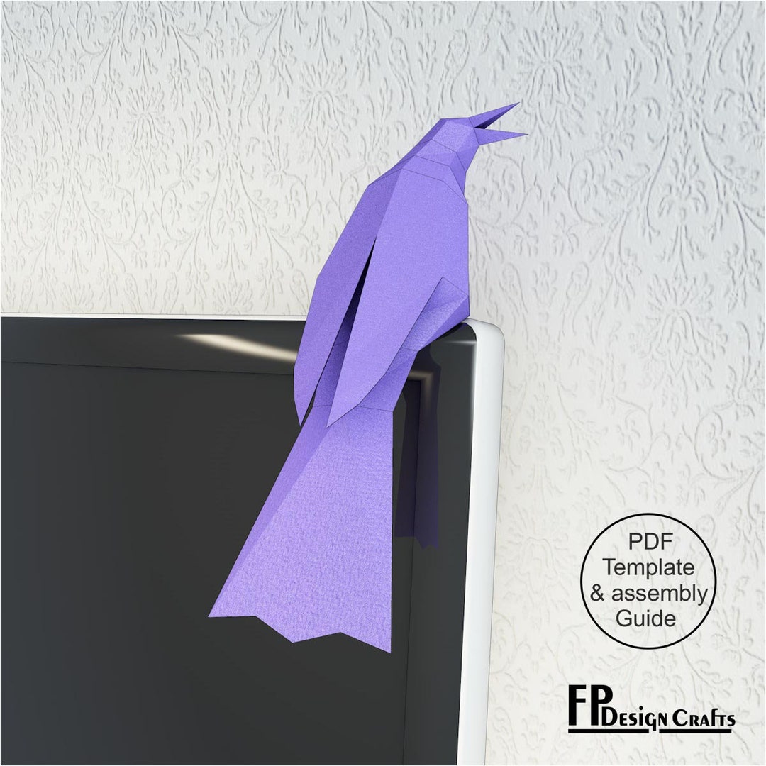 Bird in a Frame, Low Poly Bird, 3D Origami Bird, Decor 3D Papercraft ...